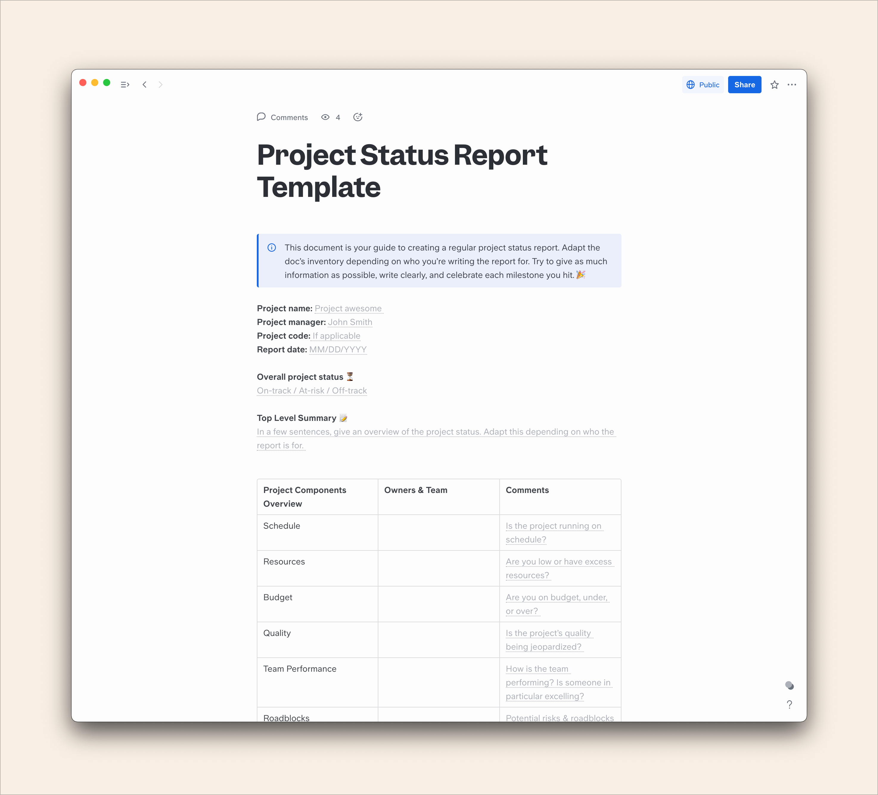 Work Summary Report Template